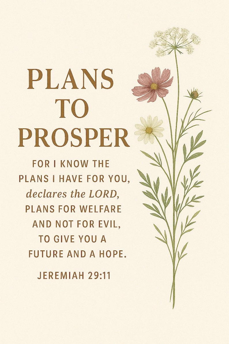 Wildflower Promise — Jeremiah 29:11 Bible Verse Wall Art | Neutral ...