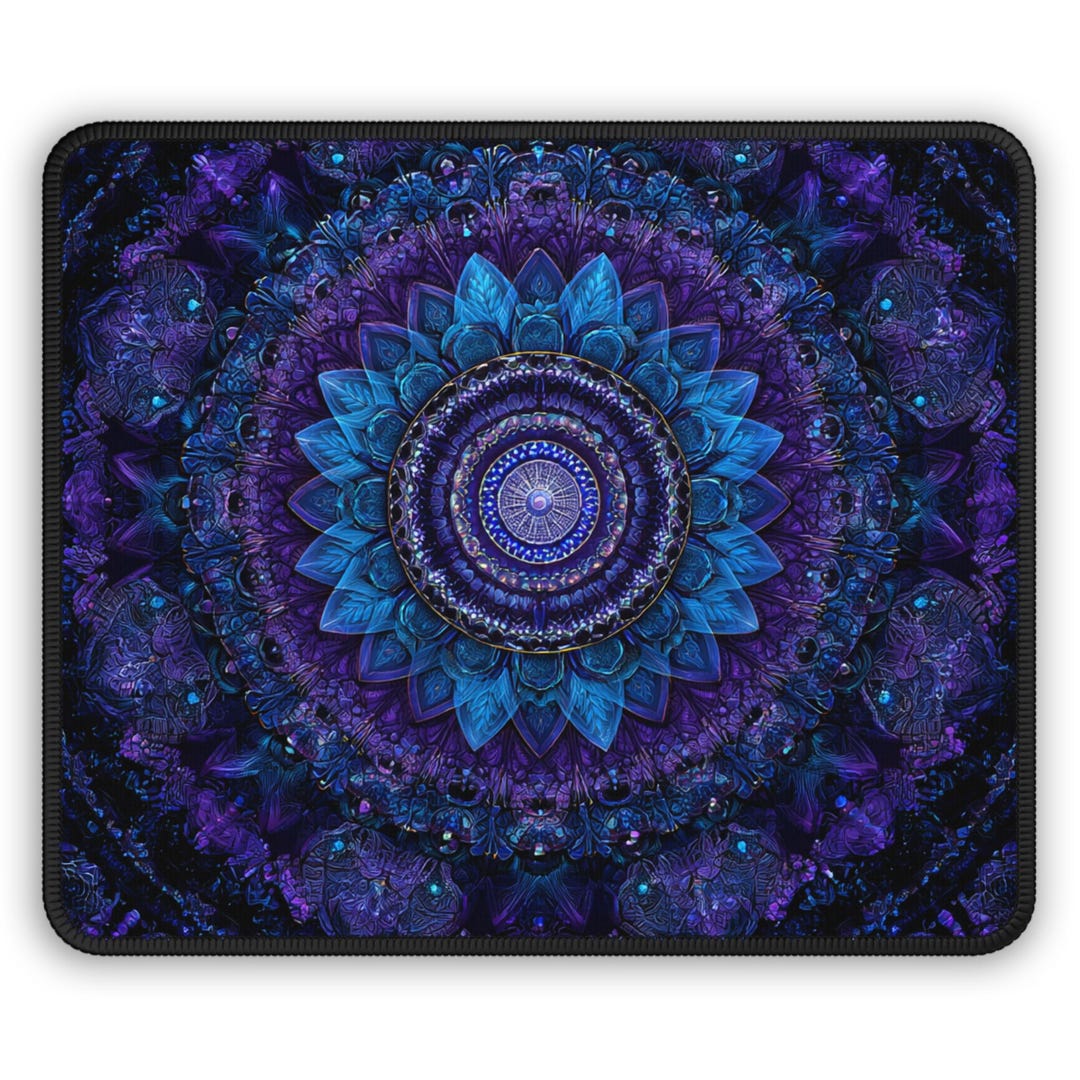 Blue Purple Mandala Gaming Mouse Pad | Cosmic Floral Controller Mat - Etsy