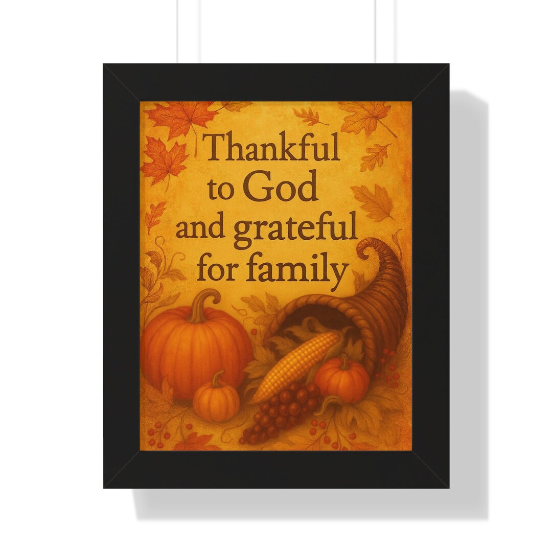 Thankful Harvest Vertical Poster, Fall Decor, Family Gratitude Art ...