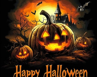 Pumpkin King's Eve – Haunted Halloween Digital Art | Spooky Printable ...