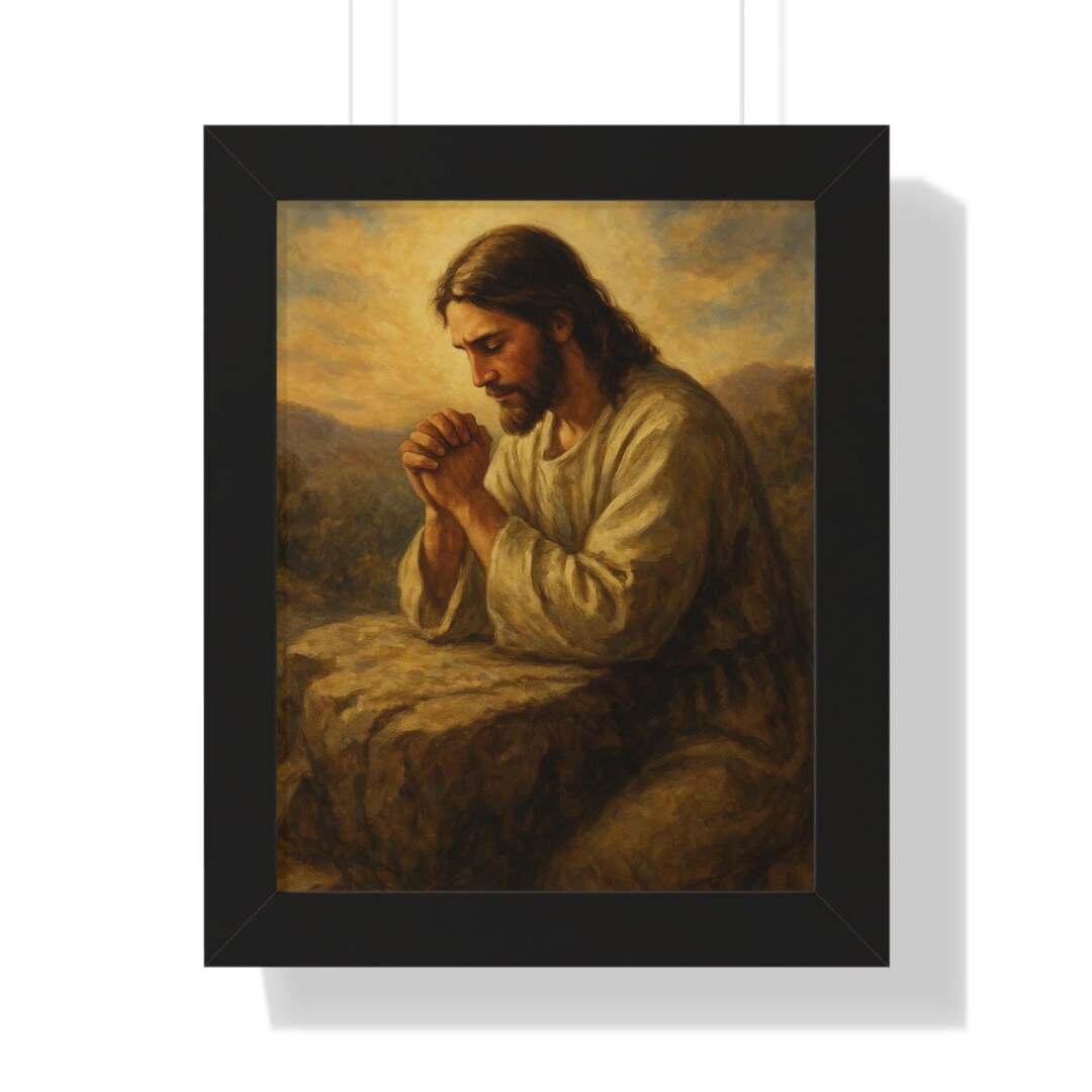 Religious Wall Art, Jesus in Prayer Poster for Church, Christian Gift ...