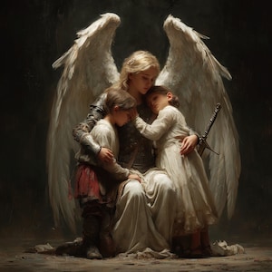 Heaven’s Guardian: Divine Angel Comforting Children | Christian Digital ...