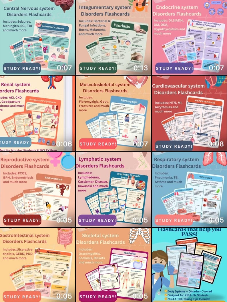 NCLEX Med-surg Flashcards: Central Nervous System Study Guide (digital ...