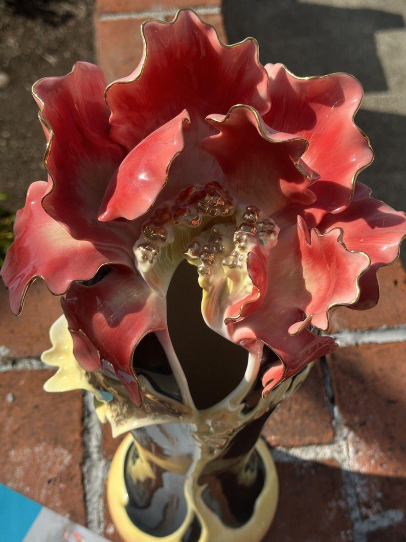 Franz Collection Porcelain Flower Vase-vermillion Peony-retired Design ...