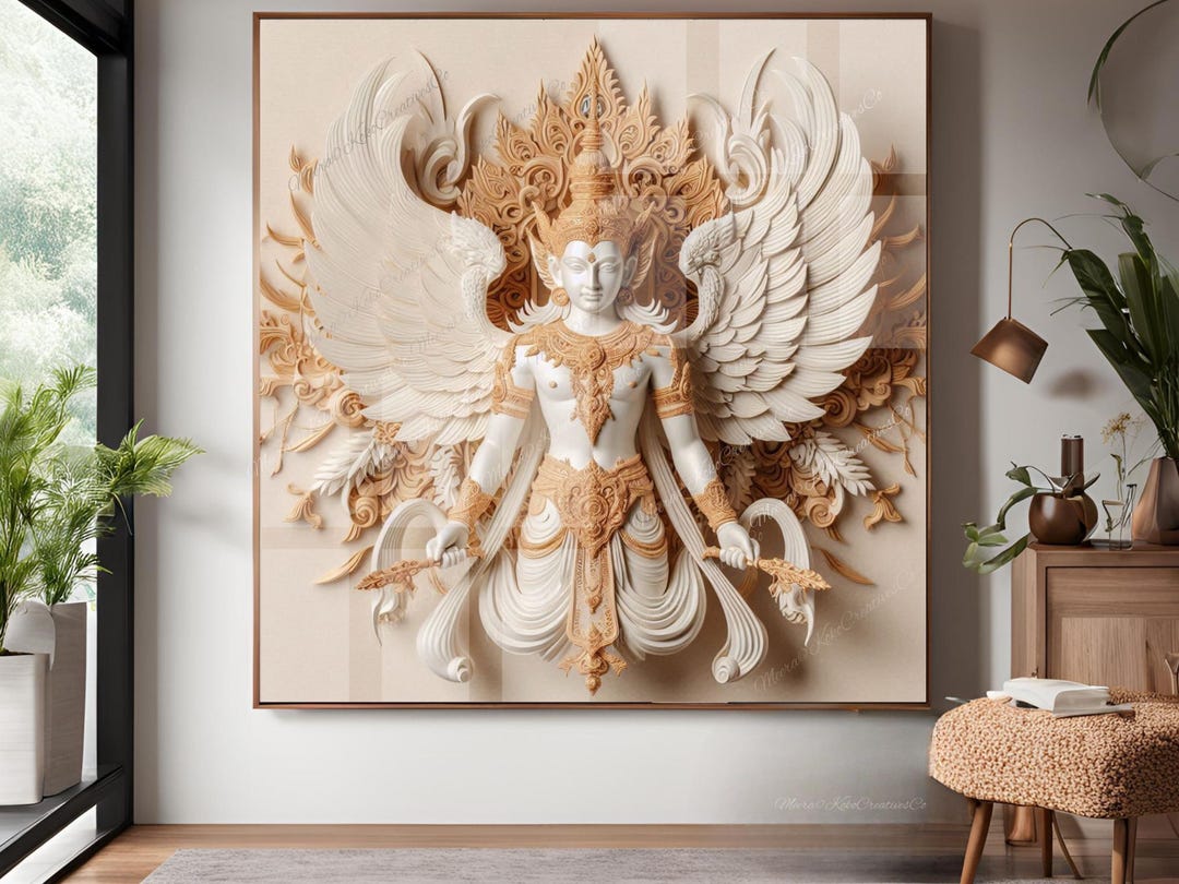 Garuda Vishnu Ride Wahana, Acrylic Glass Canvas Framed, Indian Hindu ...