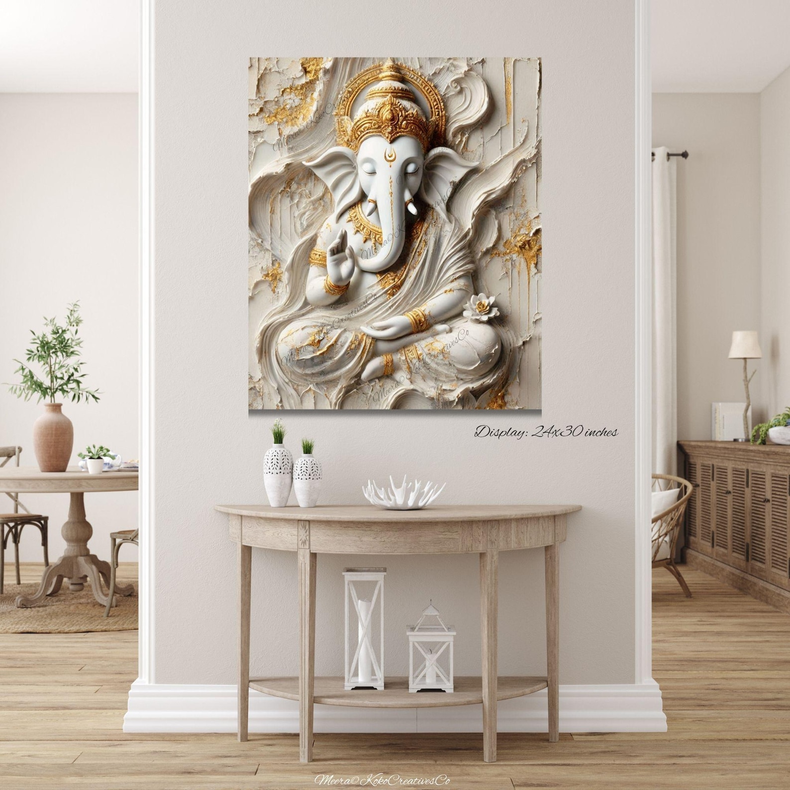 Lord Ganesha Large 3D Idol Wall Art, 5-foot Hindu God Statue Mandir ...