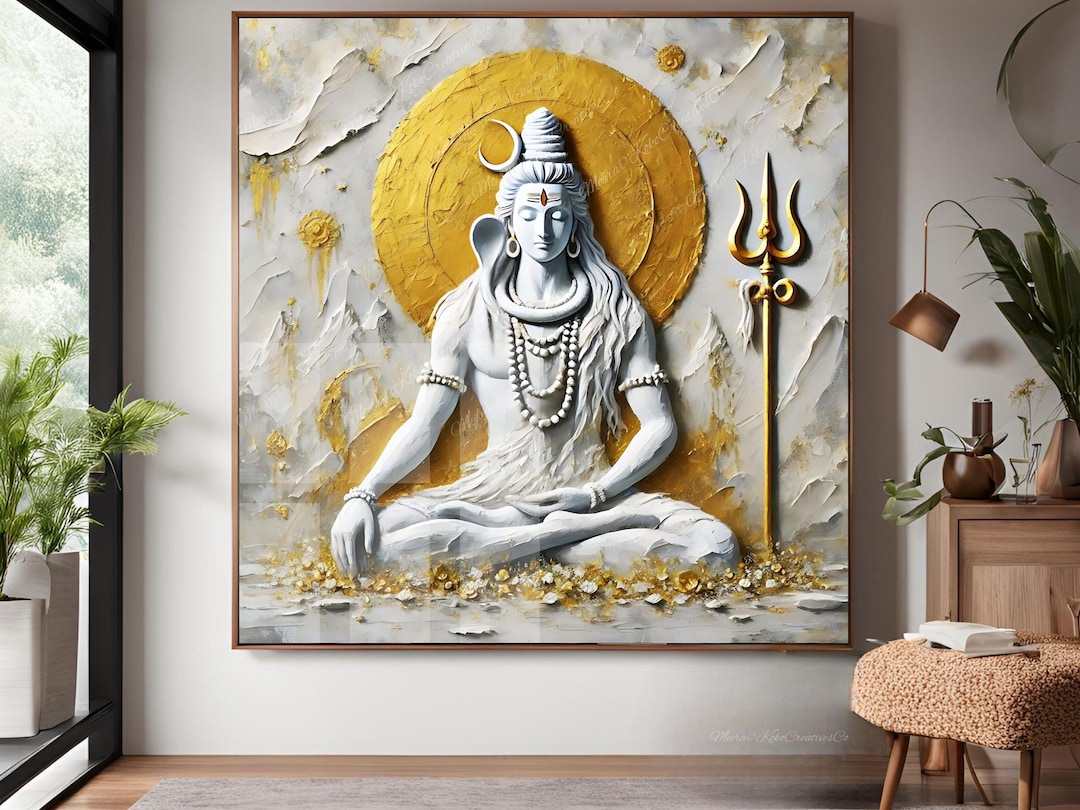 Lord Shiva Varada Mudra, Acrylic Glass Paper Canvas Framed, Indian ...