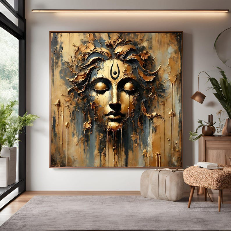 Deity, Extra Large Modern Abstract Figure Painting, Shiva Krishna ...