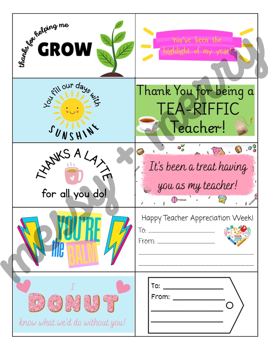 Printable Teacher Gift Tags | Thank You, Holiday, Back to School ...