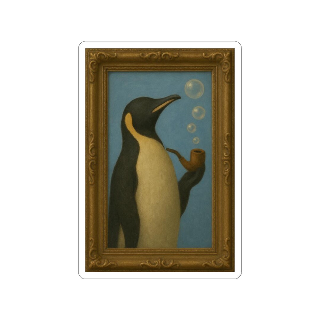 Distinguished Penguin Sticker - Oil-painting Style With Bubble Pipe ...