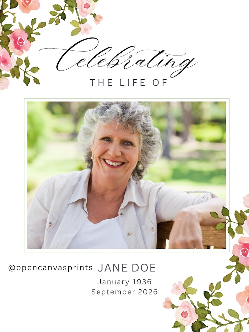 Celebration of Life Poster Template | Editable Memorial Sign (instant ...