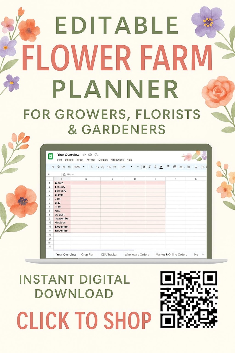 Flower Farm Planner: Cut Flower Growing Template (printable PDF ...