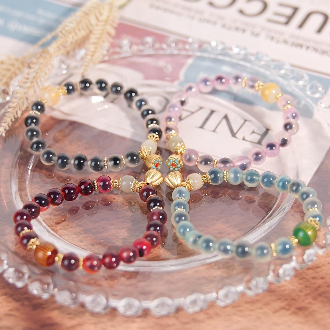 Red/pink/green Gemstone Beaded Bracelets for Women– Handmade Jewelry ...