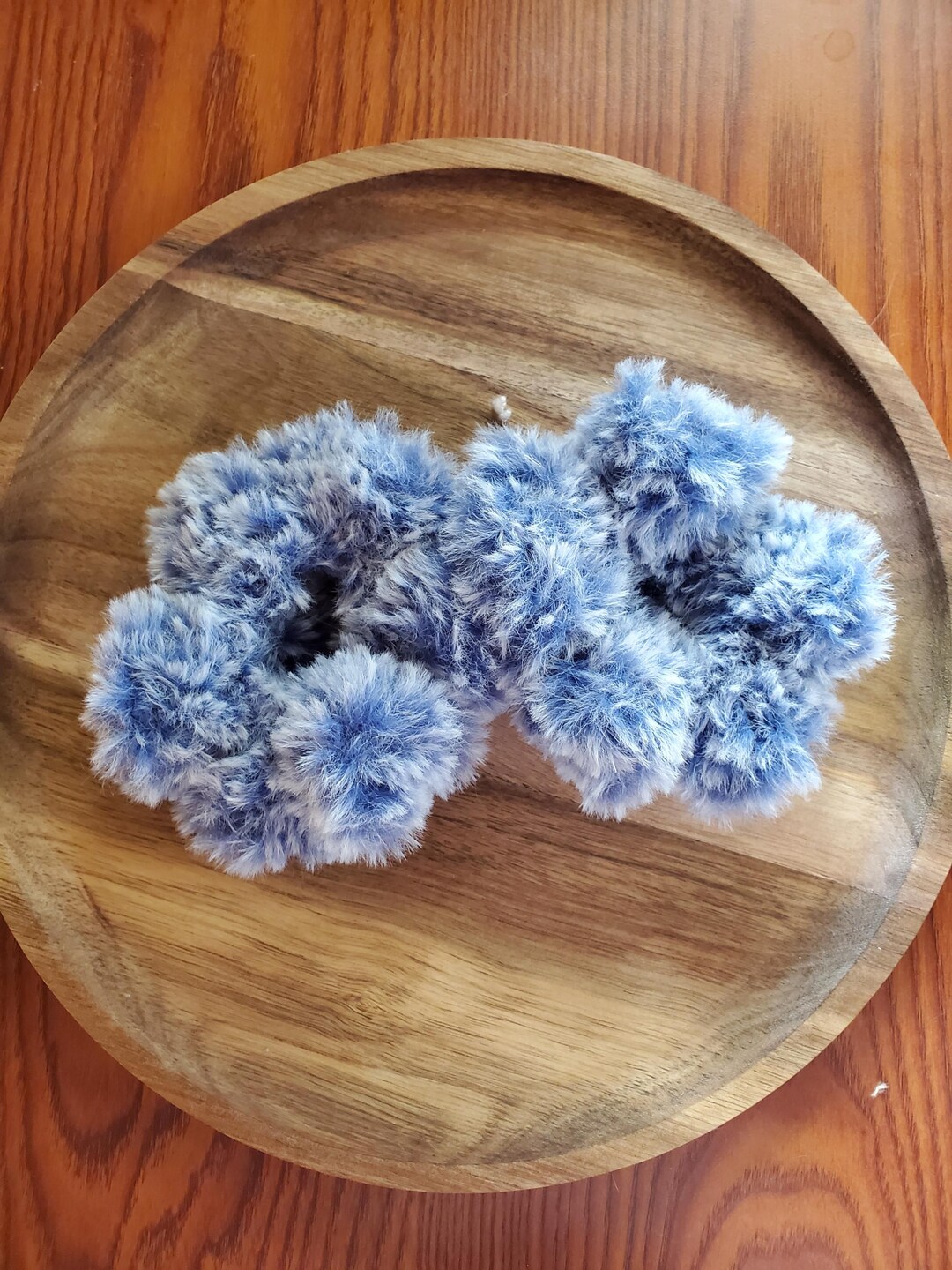 Fuzzy Blue Handmade Crochet Flux Fur Scrunchies (pack of 2) - Etsy
