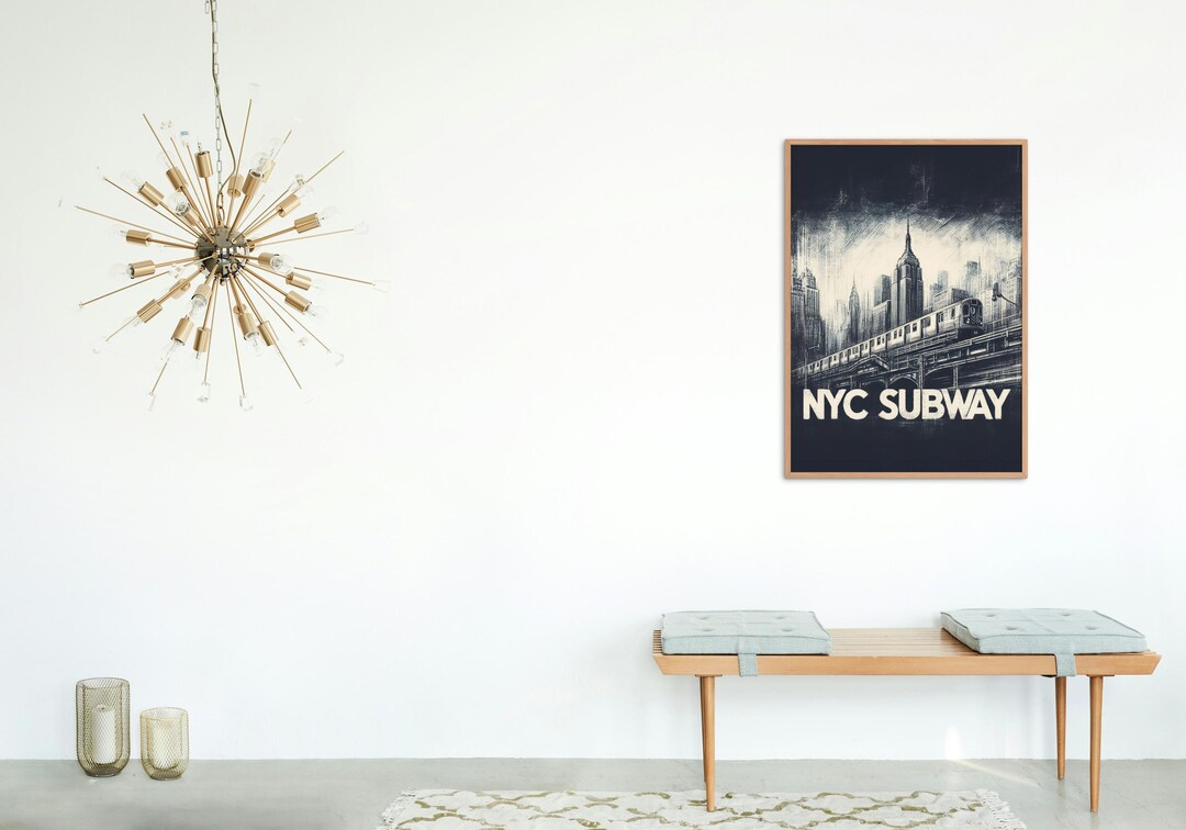 NYC Subway Poster Empire State Urban Wall Art Print, Gifts for City ...