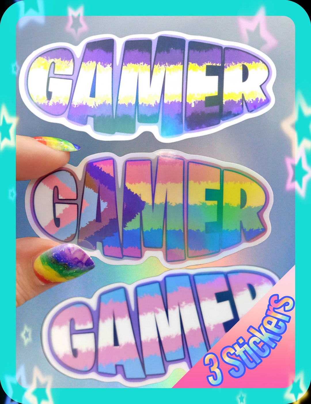 3 Gamer Pride Stickers for Water Bottle, Laptop, Skateboard - Etsy