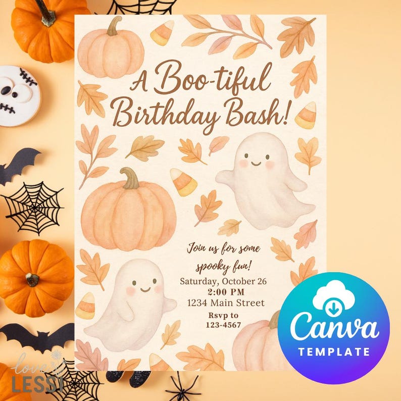 A Boo-tiful Birthday Bash Invitation | Editable Halloween Ghost ...