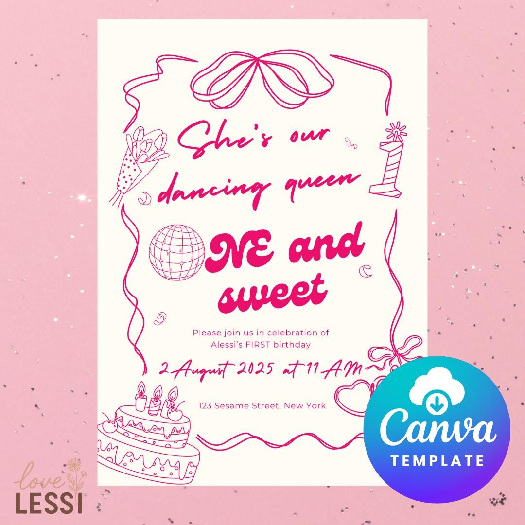 Dancing Queen Birthday Invitation: 70s Disco Party, Editable Canva ...