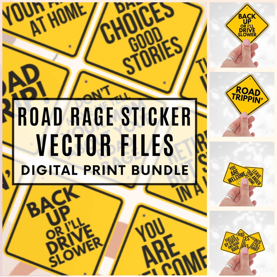 21 Road Rage Printable Stickers, SVG, PDF Files, Printable Funny ...