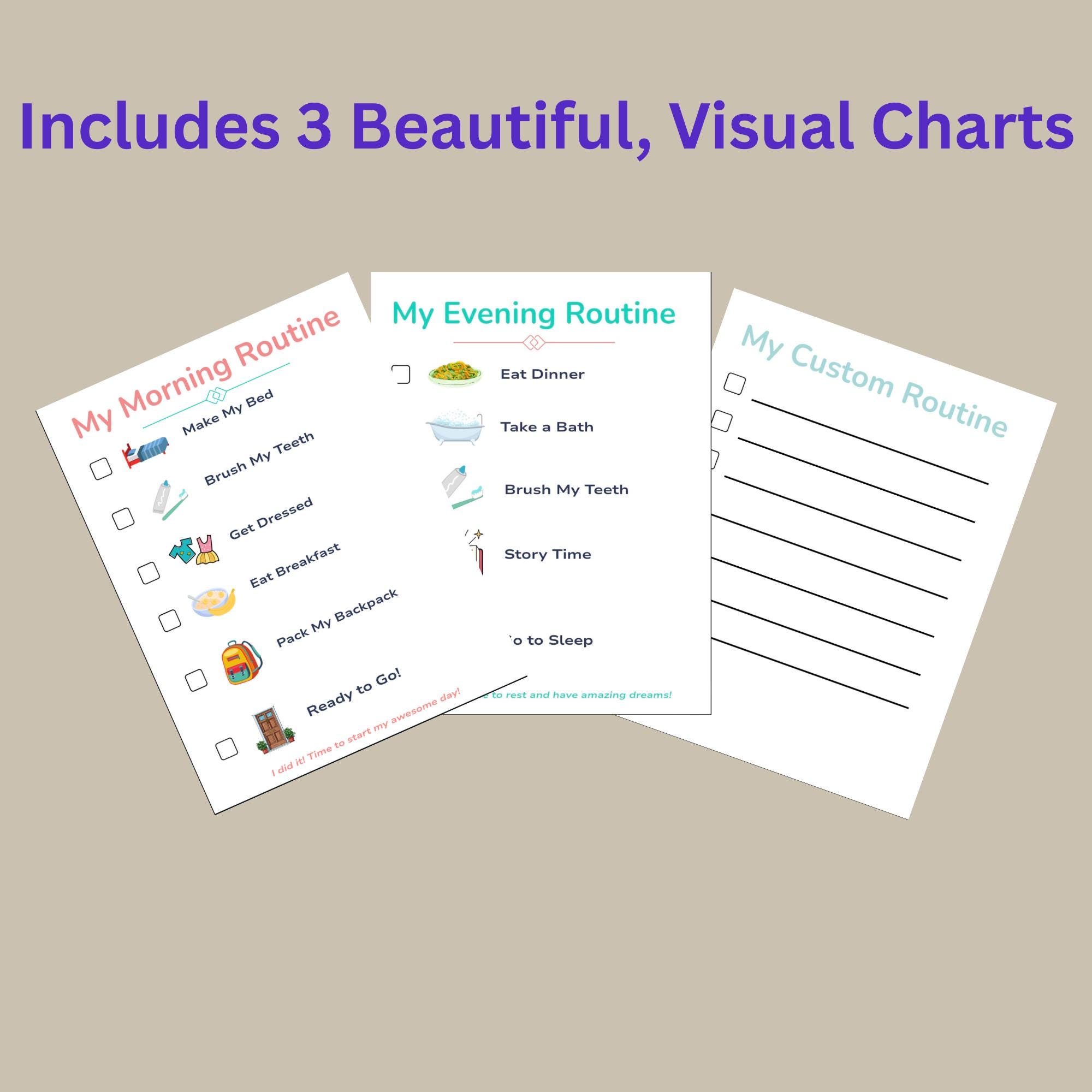 Visual Daily Routine Charts for Kids – Morning & Evening Schedule for ...