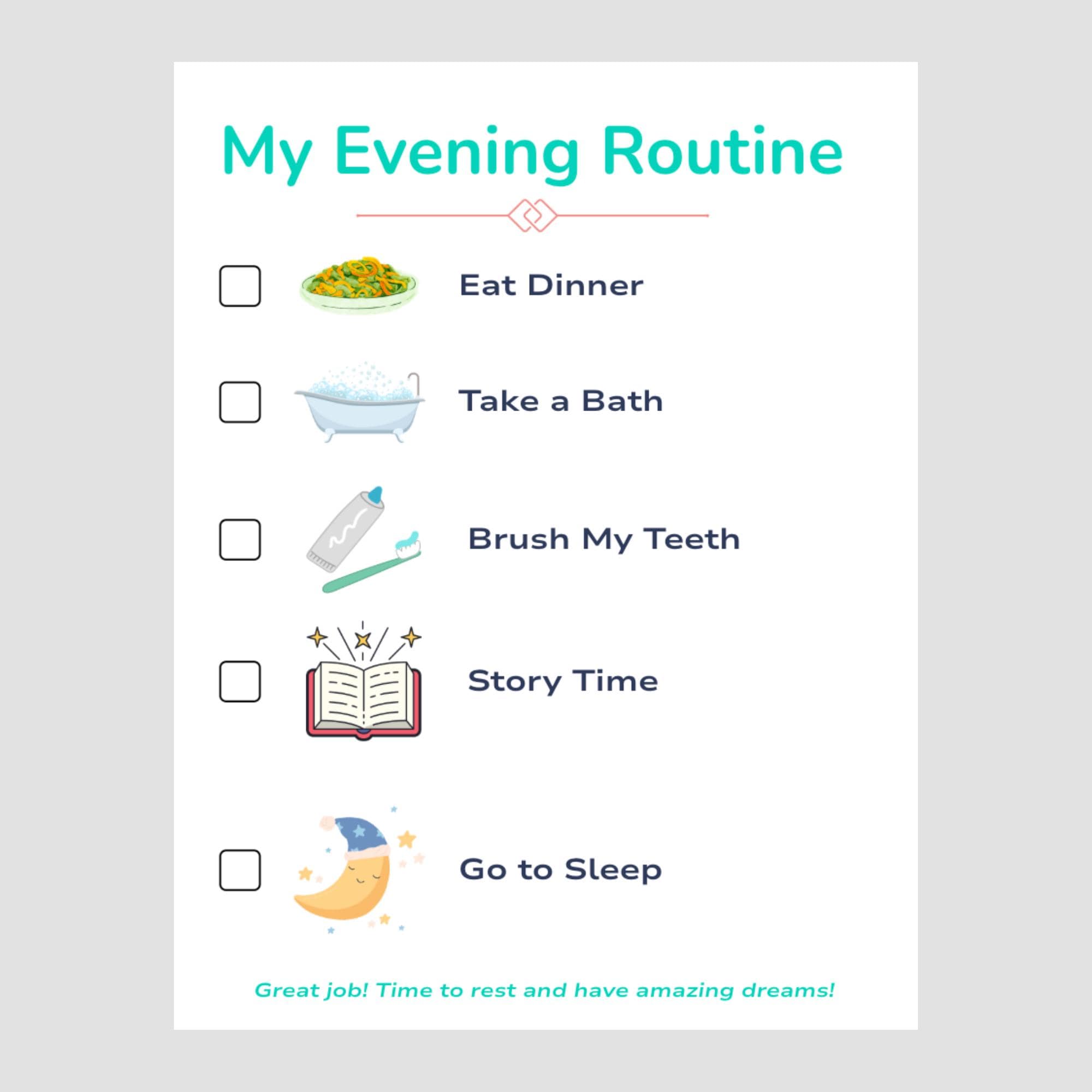 ADHD Morning Routine Chart Printable | Autism Visual Schedule for Kids ...