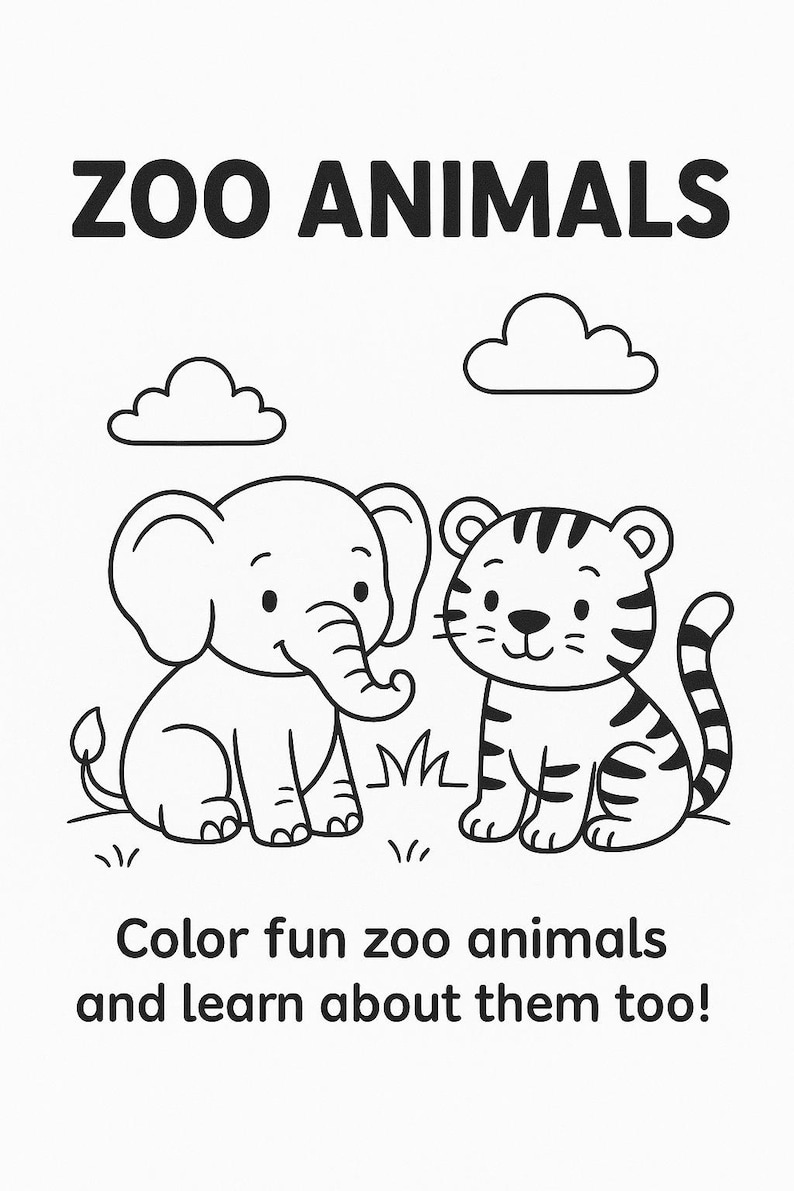 My Zoo Friends: A Fun Coloring Book for Kids – 15 Printable Pages! - Etsy