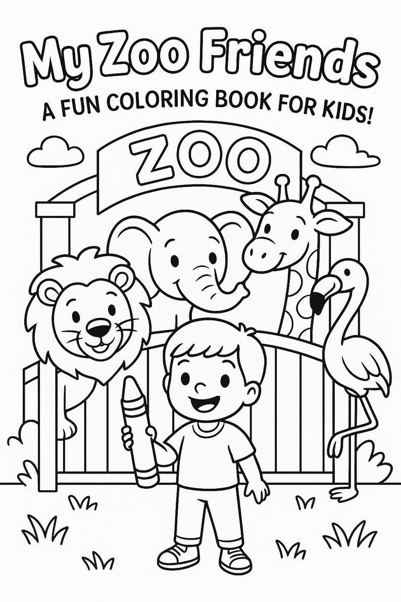 My Zoo Friends: A Fun Coloring Book for Kids – 15 Printable Pages! - Etsy