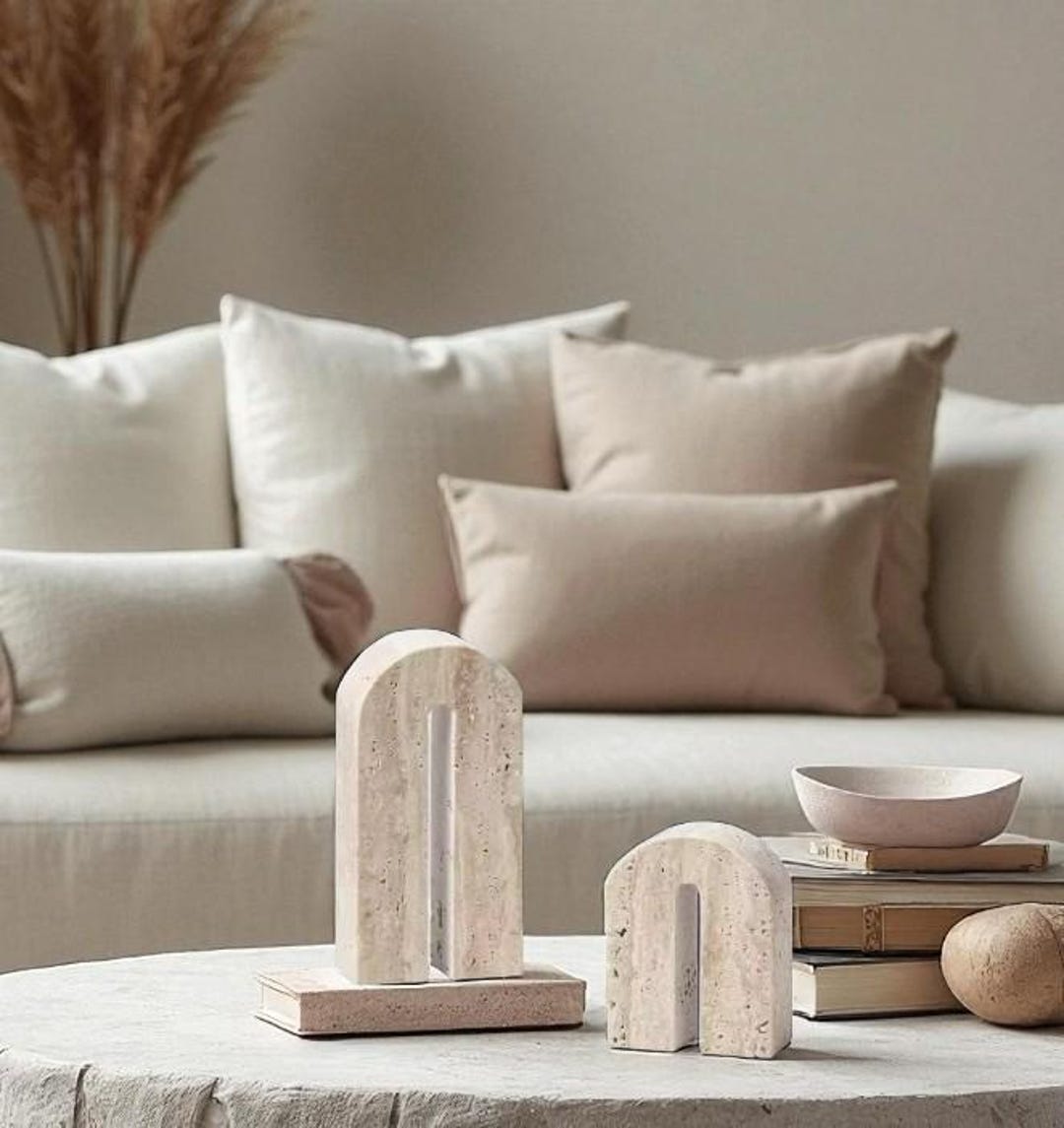 Handcrafted Travertine Arch Sculptures – Modern Minimalist Stone Decor ...