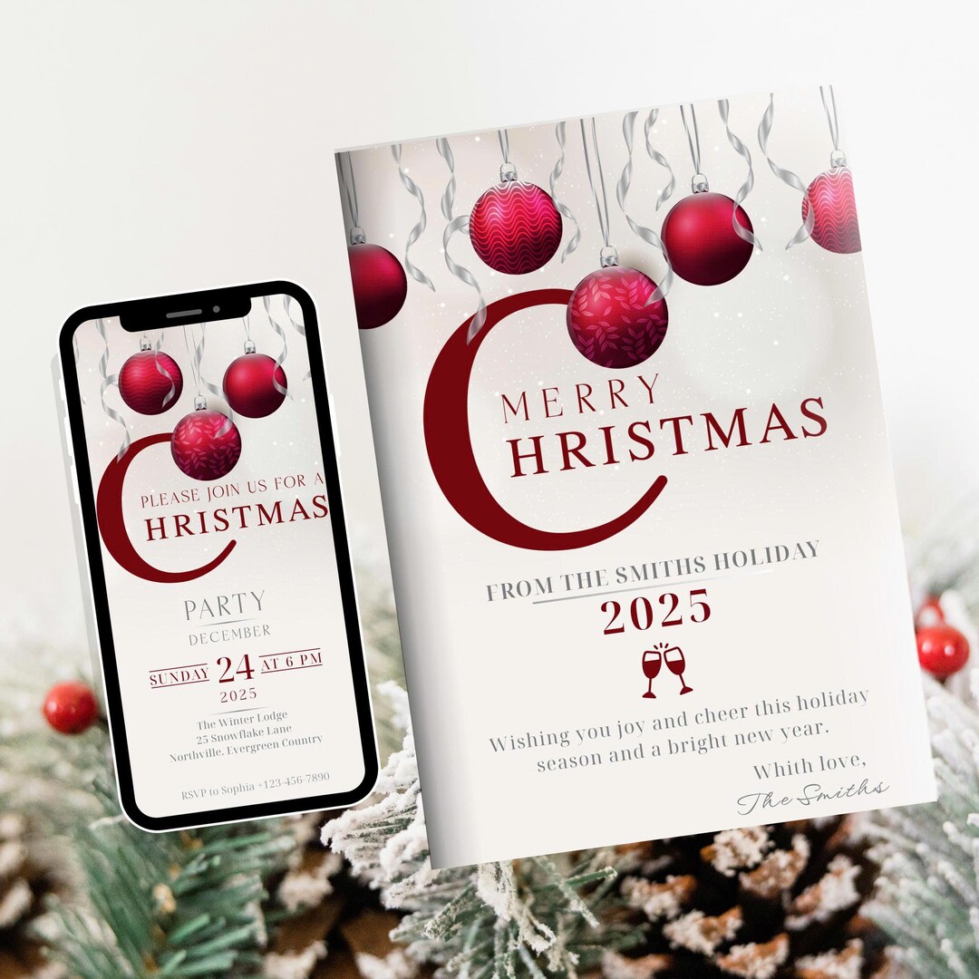 Editable Christmas Party Invitation Template | Printable Christmas ...