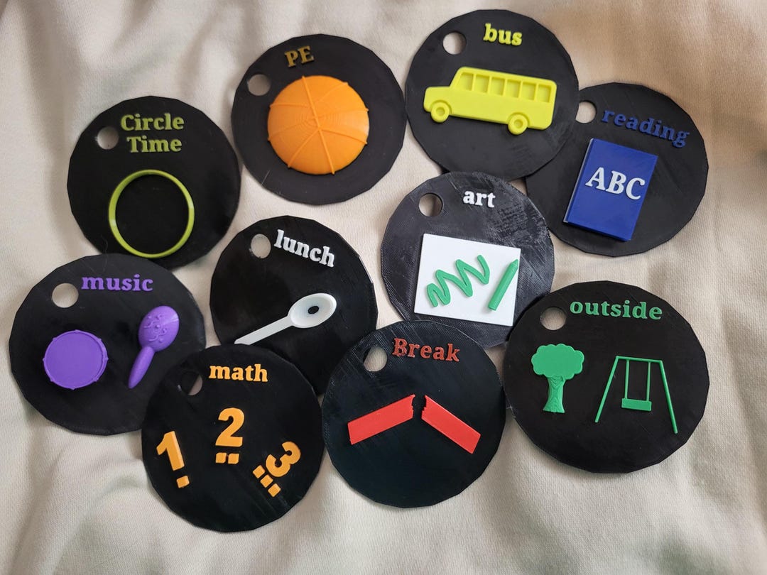 High Contrast Classroom Schedule Symbols — Tactile 3D Printed AAC ...