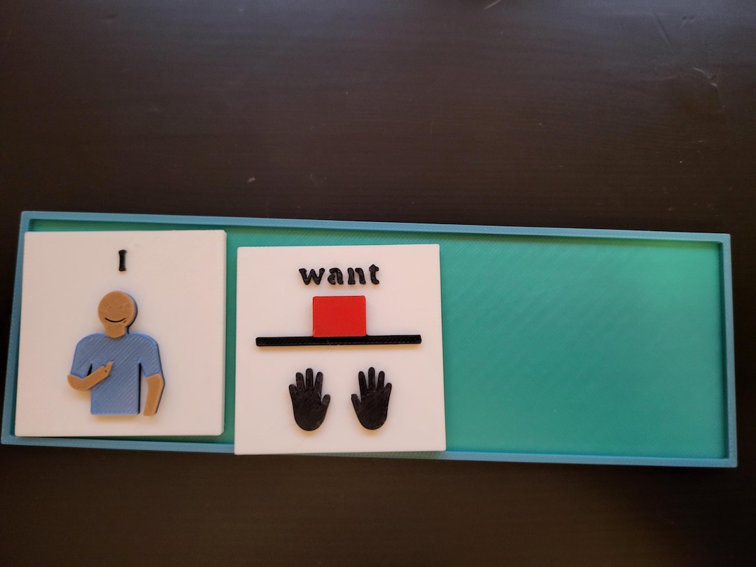 Sentence Builders – 3D Printed AAC Symbols With Tray (“I,” “want,” “see ...