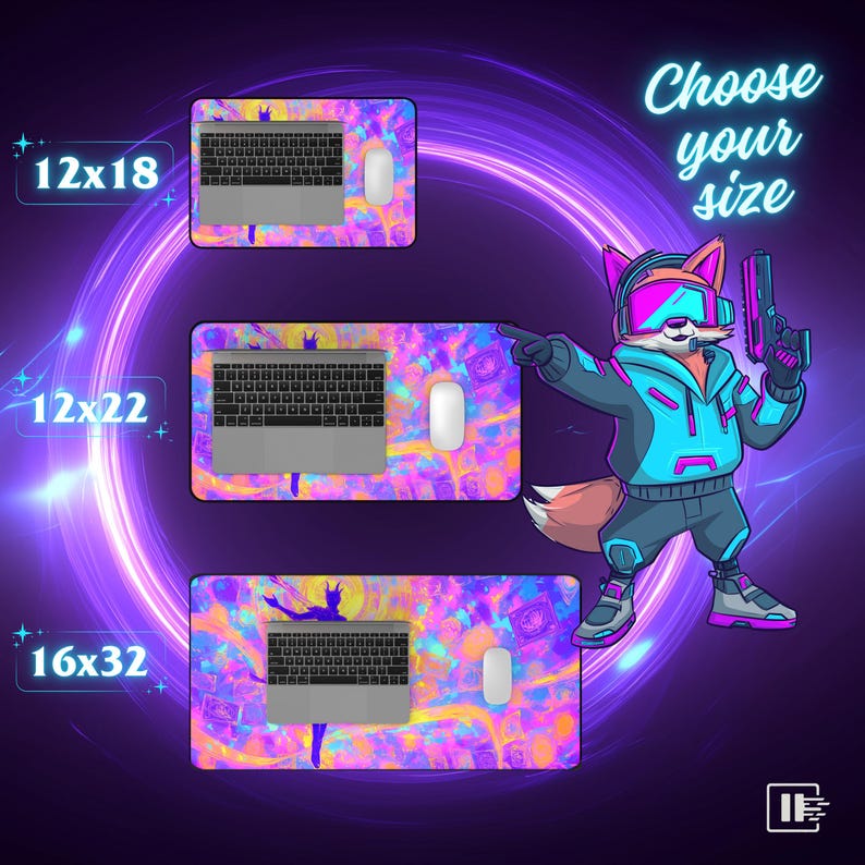 Neon Samurai Desk Mat: Cyber Forest Gaming Mousepad XXL, Futuristic ...