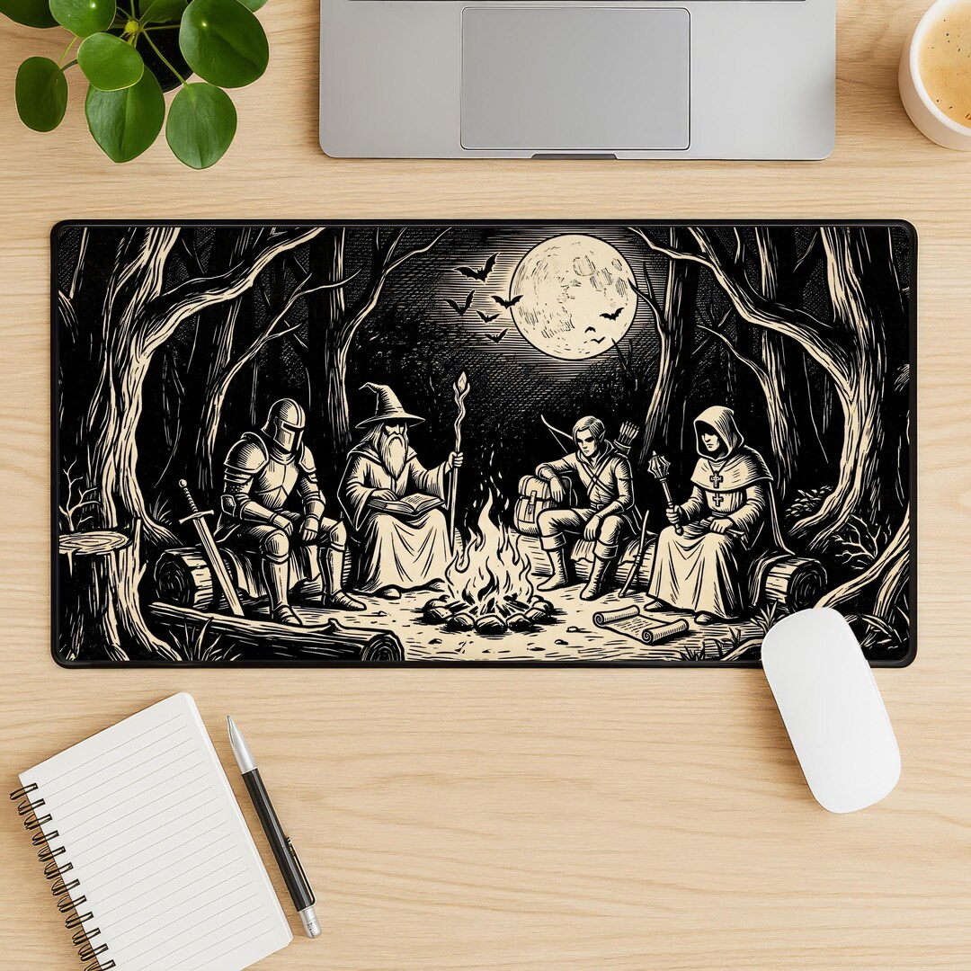 Dnd Desk Mat D&D Mousepad Dungeons and Dragons Fantasy RPG Campfire ...