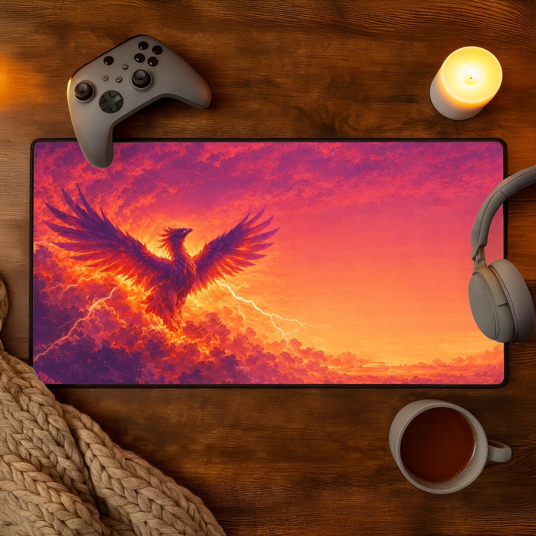 Phoenix Desk Mat XXL Fire Bird Mousepad Mythical Creature Art Gaming ...