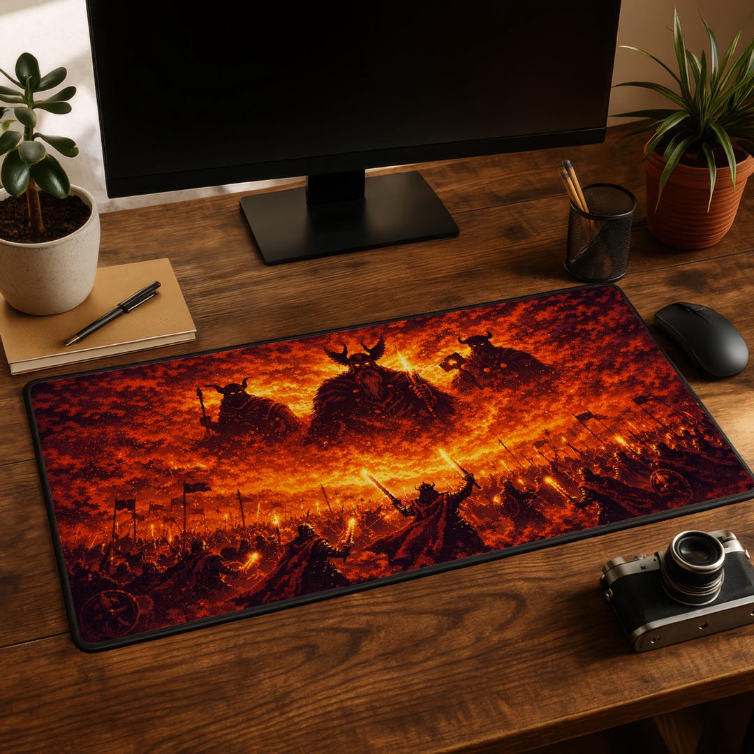 Viking Gods Desk Mat Norse Mythology Pixel Art Gaming Mousepad XXL ...