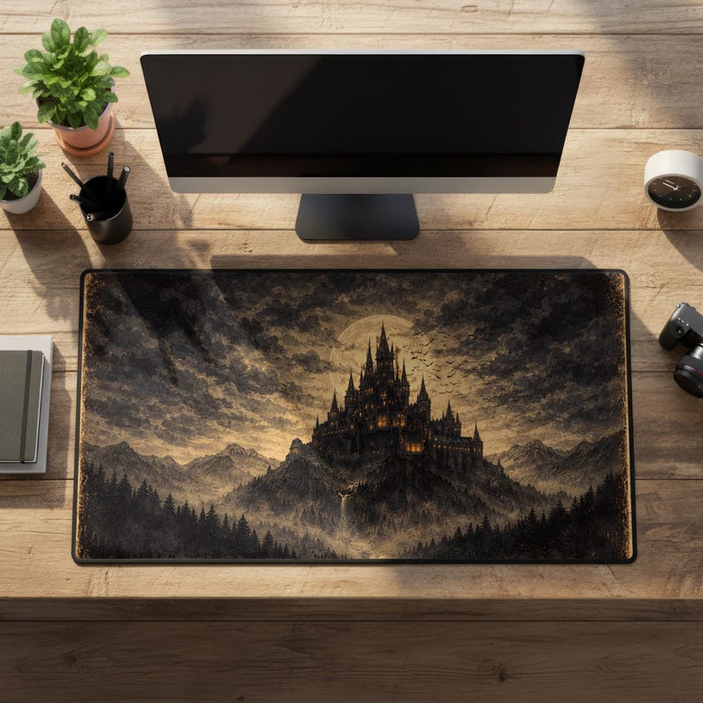 Dracula Castle Desk Mat Dark Vampire Decor Gaming Mousepad XXL Classic ...