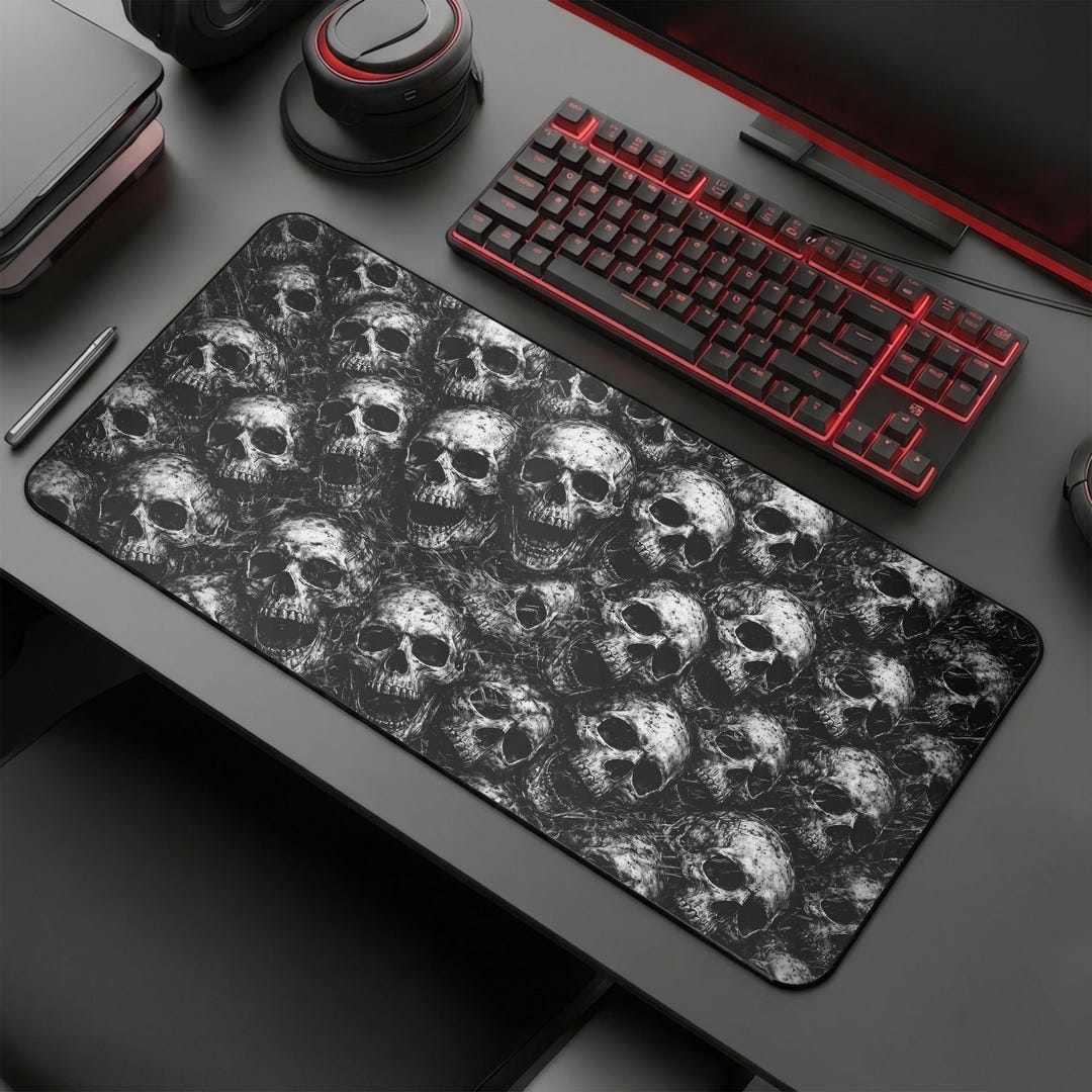 Dark Skull Pile Mousepad Gothic Macabre Grim Reaper Aesthetic Gaming ...