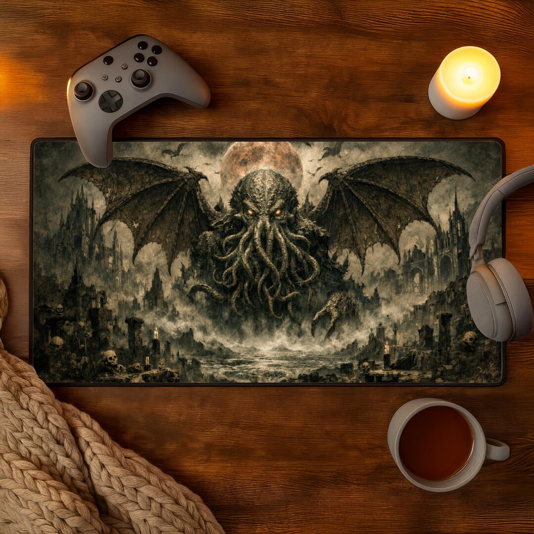 Ancient Cthulhu Horror Desk Mat Lovecraftian Art Eldritch Monster Dark ...