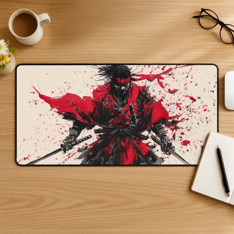 Japanese Ink Art Desk Mat Samurai Warrior Gaming Mousepad XXL Ronin ...