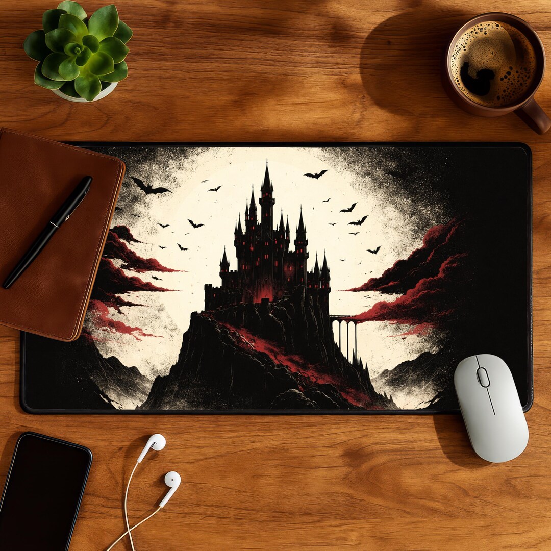 Dracula Castle Desk Mat Dark Vampire Decor Gaming Mousepad XXL Blood ...