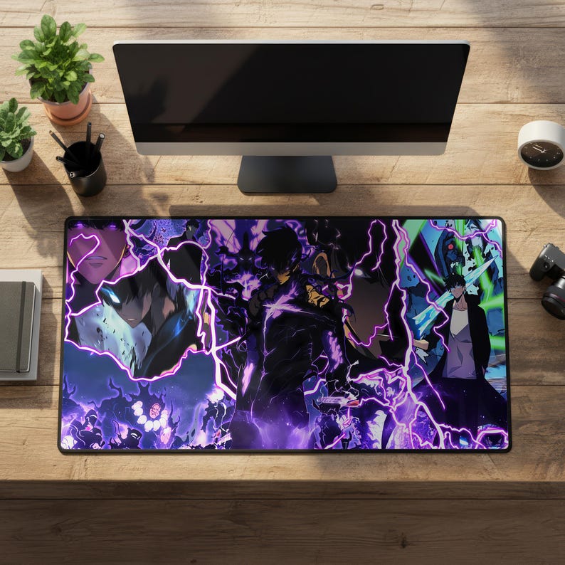 Sung Jin Woo Solo Leveling Anime Desk Mat Lightning Form Epic Gaming ...