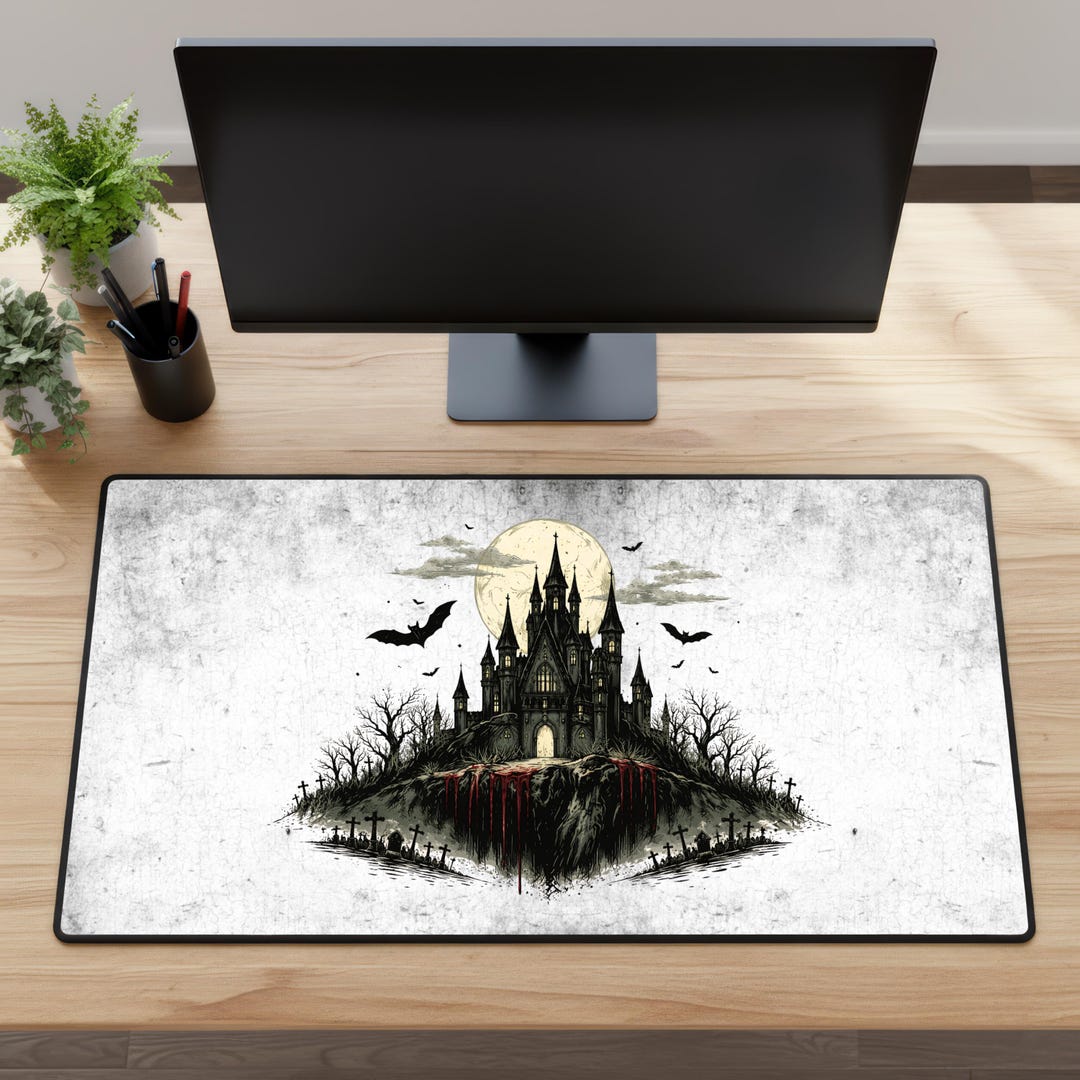 Dracula Castle Desk Mat Vampire Castle Gothic Grunge Vampire Cliff ...