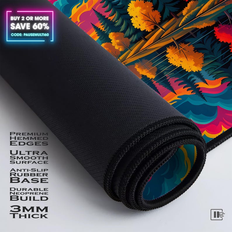 Psychedelic Sunset Lake Desk Mat: Vibrant Nature Landscape Artistic ...
