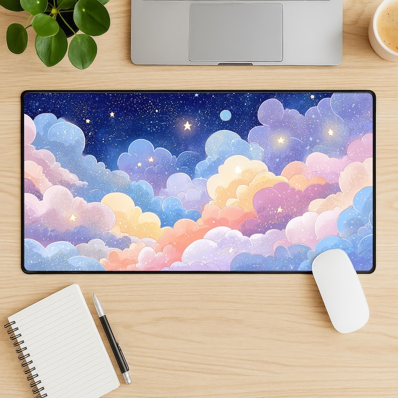 Tapete de mesa com nuvens em tons pastel, mousepad espacial estético ...