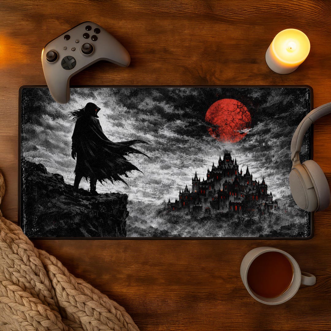Vampire Desk Mat Castle View Mousepad XXL Dracula Gothic Horror Black ...