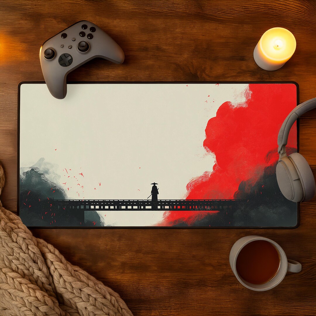 Samurai Desk Mat Japanese Art Large Extended Mousepad Japan Warrior ...