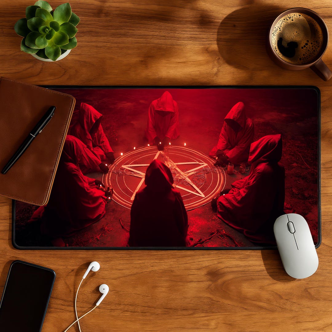Occult Cult Circle Desk Mat Horror Art Gaming Mousepad XXL Red ...