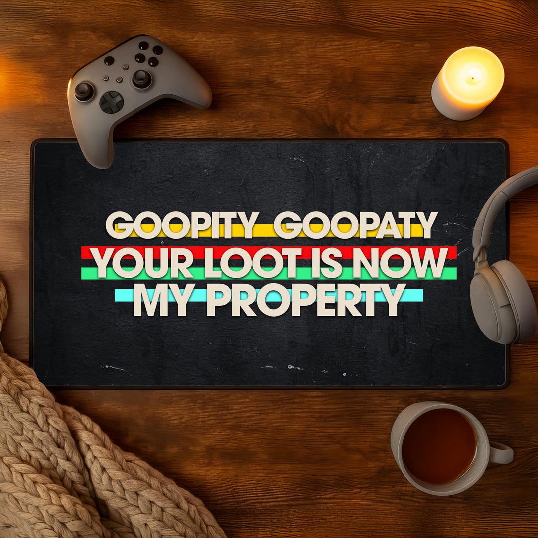 Funny Arc Raiders Desk Mat Goop Goop Bungulators Retro Arcade Stripes ...