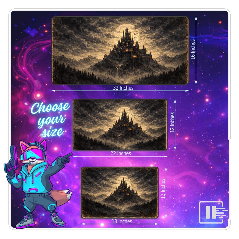 Dracula Castle Desk Mat Dark Vampire Decor Gaming Mousepad XXL Classic ...
