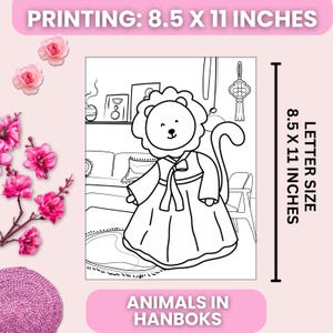 Cute Animals in Hanbok Coloring Book PDF | Cozy Korean Coloring Pages ...